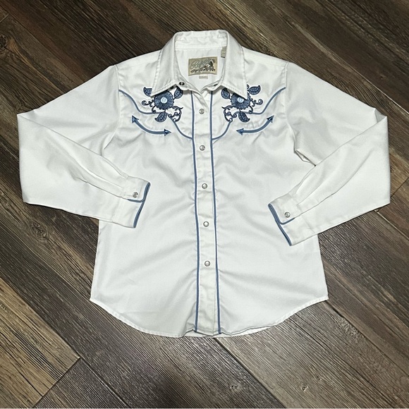 Roper | Shirts & Tops | Roper Girls L 12 Embroidered Western Shirt ...
